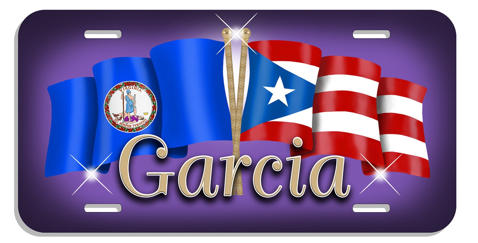 Virginia Puerto Rico Unity Flags Auto License Plate - Etsy