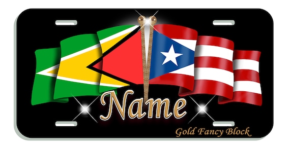 Guyana Puerto Rico Unity Flags Auto License Plate Personalize - Etsy
