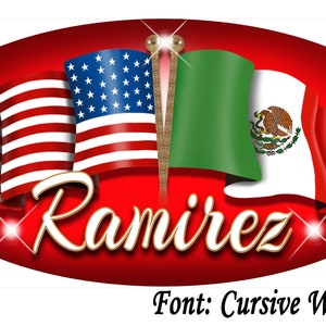 USA & Mexican Unity Flags Vinyl Oval Decal Bumper Sticker Size Small to ...