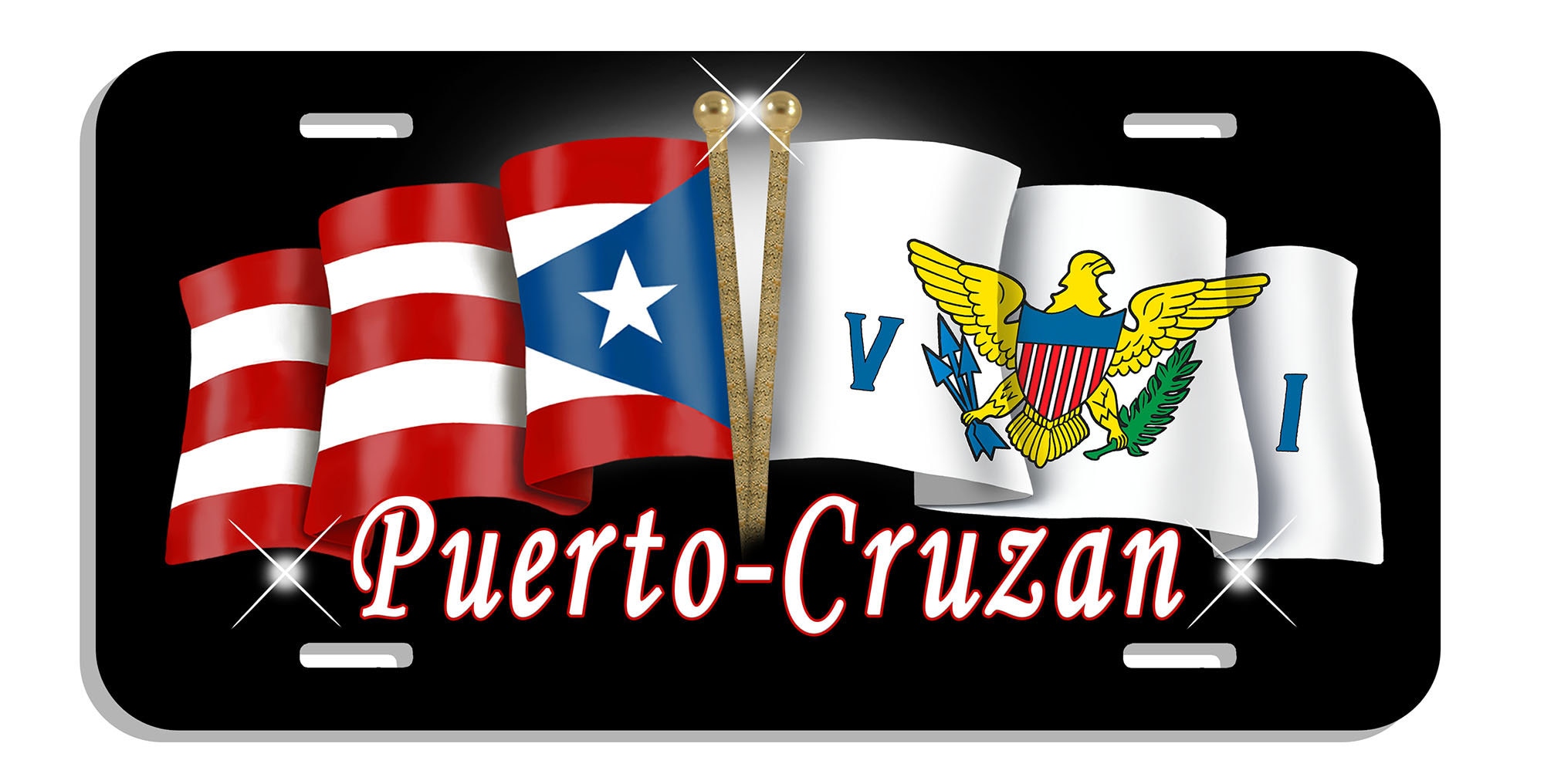 Puerto Rico Virgin Islands Unity Flags Auto License Plate Personalize ...