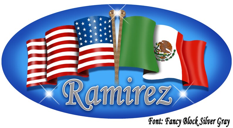 USA & Mexican Unity Flags Vinyl Oval Decal Bumper Sticker Size Small to ...