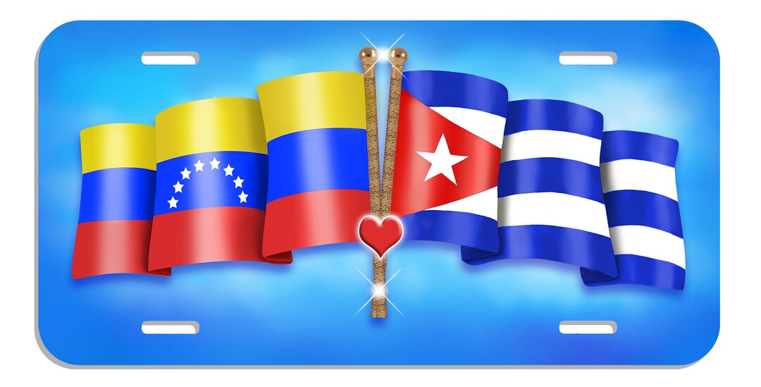 Venezuela Cuba Unity Flags Auto License Plate Personalize Gifts Any ...
