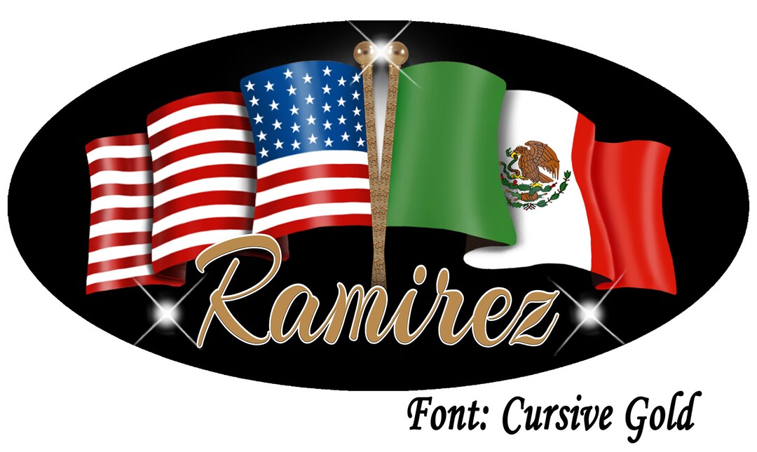 USA & Mexican Unity Flags Vinyl Oval Decal Bumper Sticker Size Small to ...