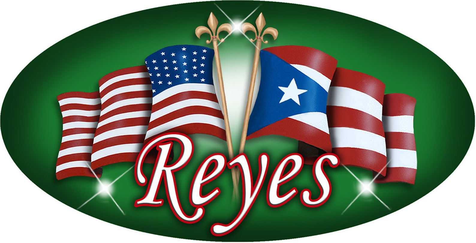 One USA & Puerto Rico Unity Flags Vinyl Oval Decal Bumper | Etsy