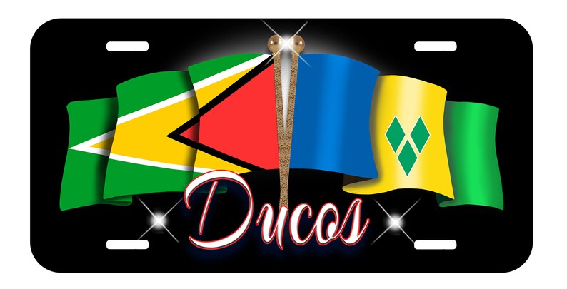 Guyana St Vincent Grenadines Unity Flags Auto License Plate Personalize ...