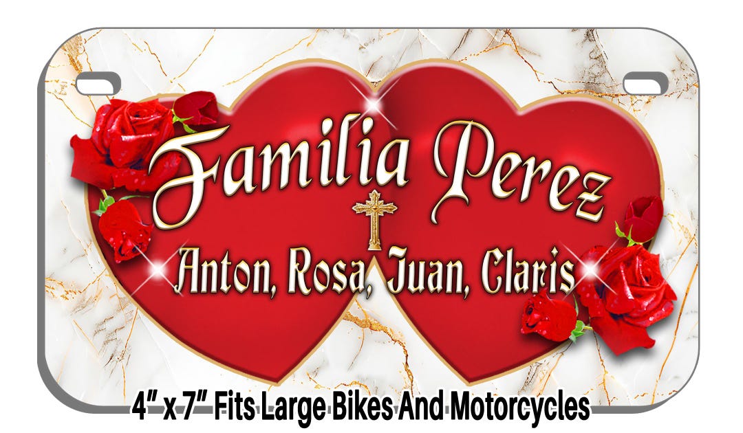 Bicycle Name Plate Hearts Metal Personalize Toy Scooter Motorcycle ...