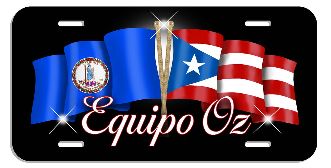 Virginia Puerto Rico Unity Flags Auto License Plate Personalize Gifts ...