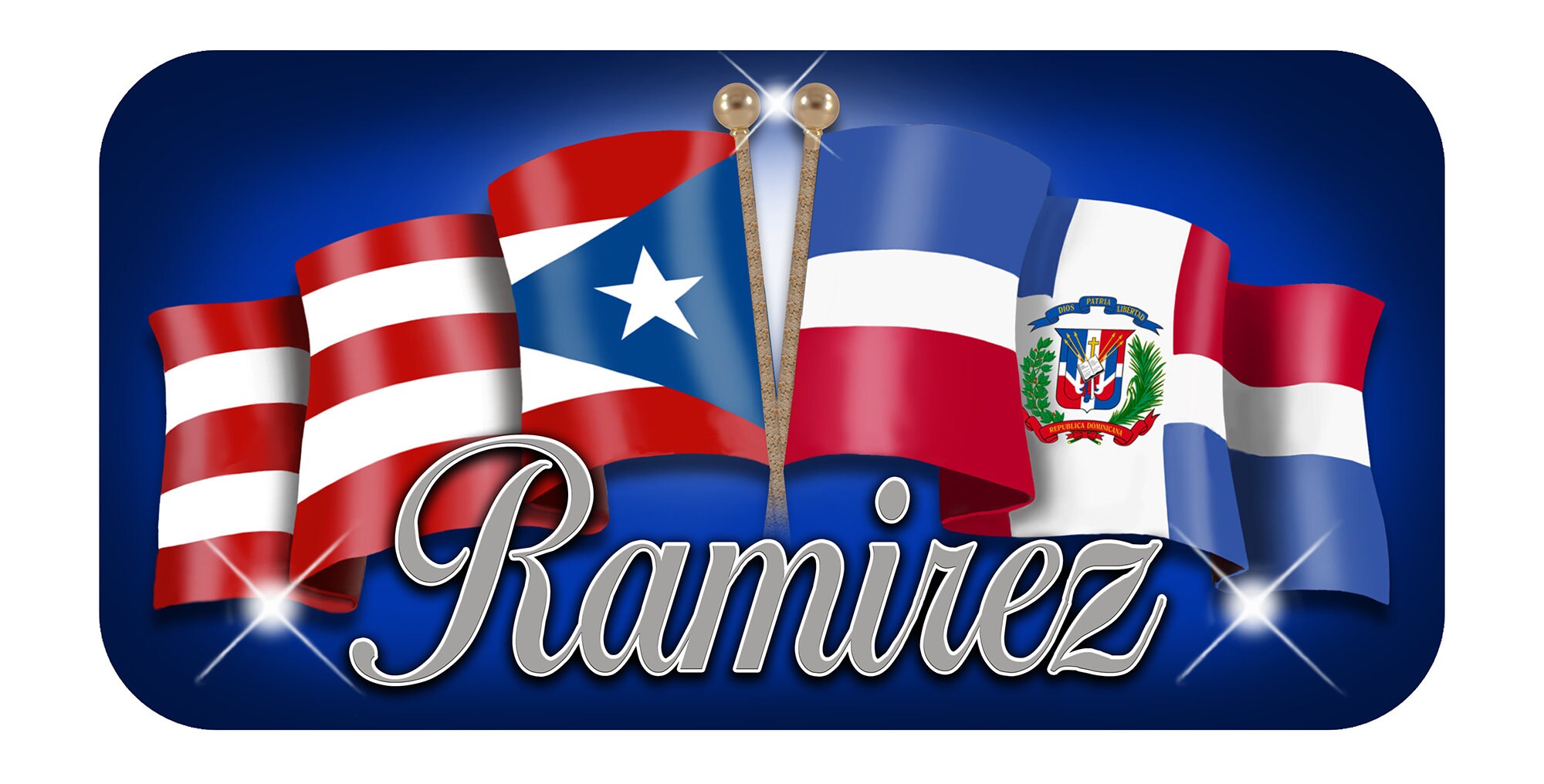Puerto Rico Dominican Republic Unity Flags Vinyl Rectangle - Etsy UK