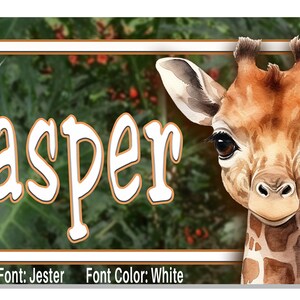 Bicycle License Plate Giraffe Name Plate Custom Personalize Children ...