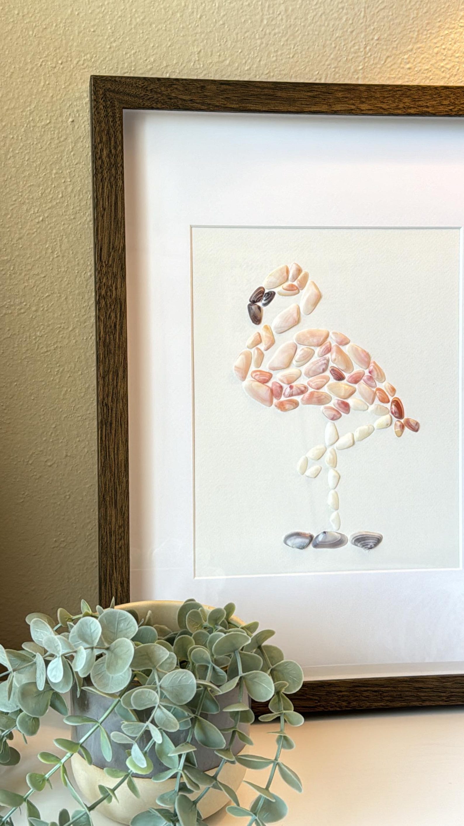 Flamingo Framed Artwork Handmade With Coquina Shells - Etsy
