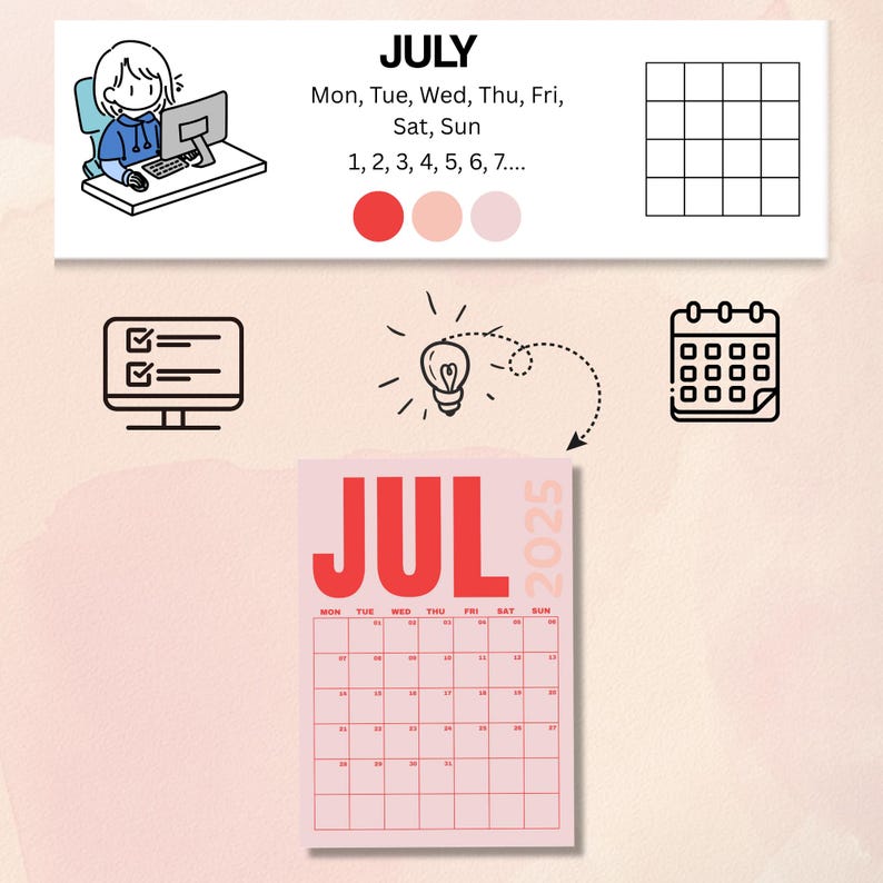 Retro Pastel Calendar 2026 & 2025: Printable A3/A4 Portrait Planner ...