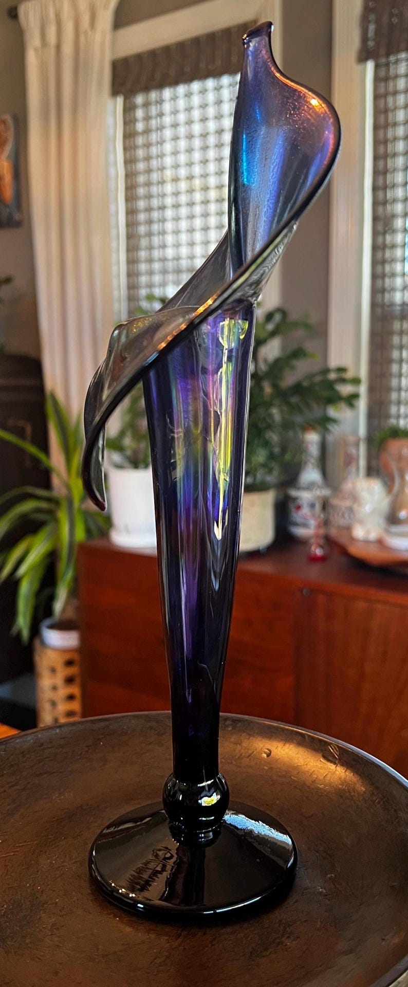 Vintage Rick Strini Iridescent Glass Art - Jack in the Pulpit - Etsy