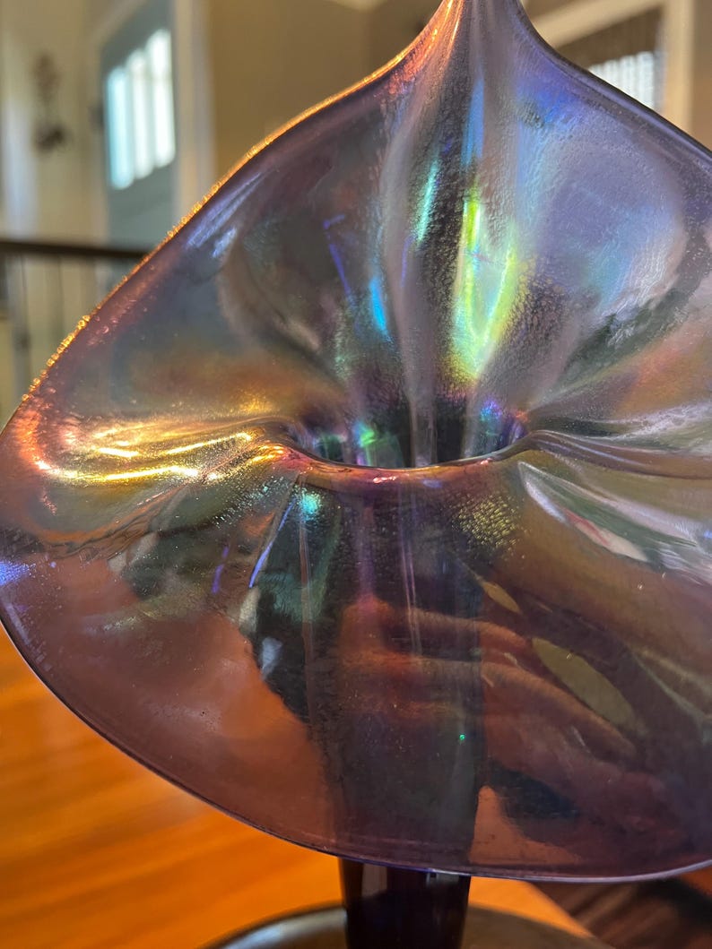 Vintage Rick Strini Iridescent Glass Art - Jack in the Pulpit - Etsy