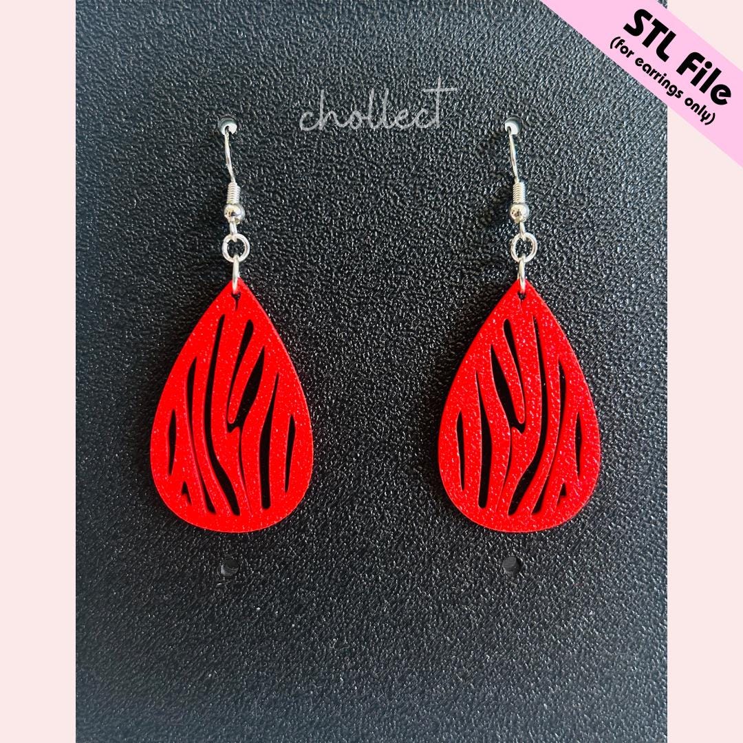 Abstract Drop Earrings STL File: 3D Print Dangle Earring Design ...
