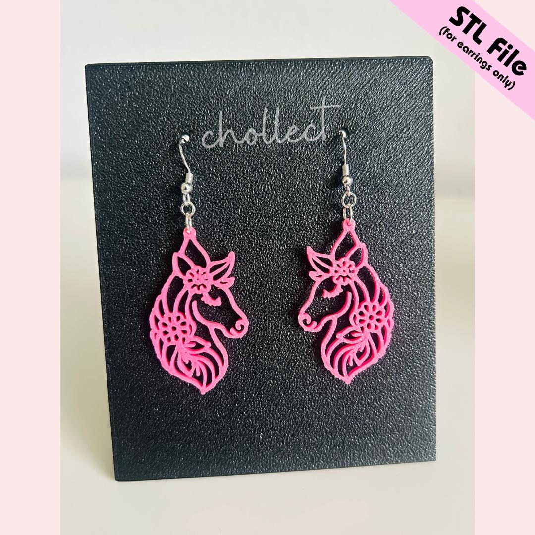 Whimsical Horse Earrings STL File for 3D Printing – Unique Digital ...