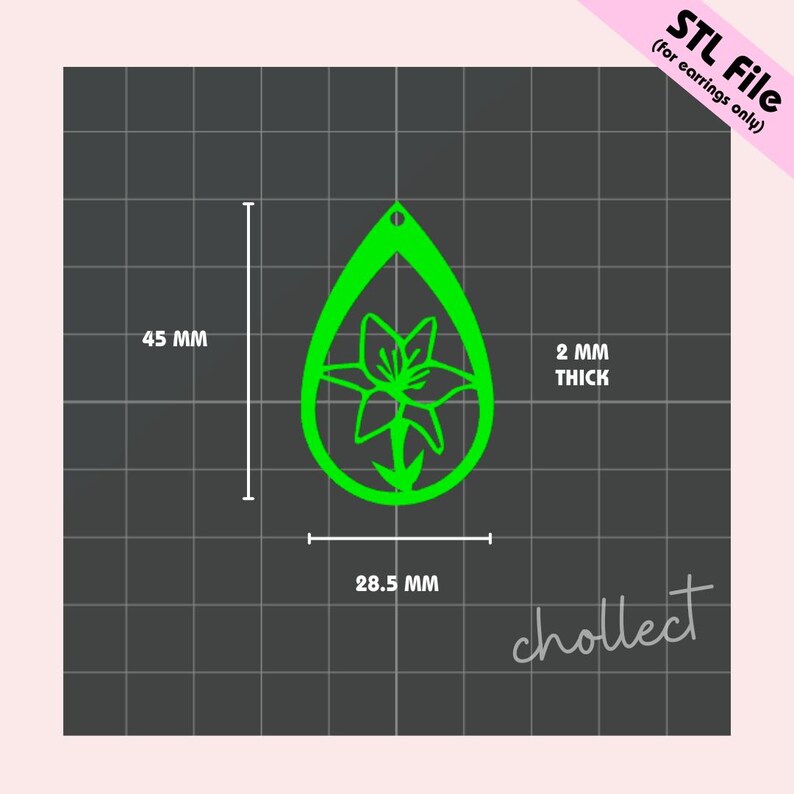 Intricate Floral Earrings STL File: 3D Print Dangle Earring Design ...