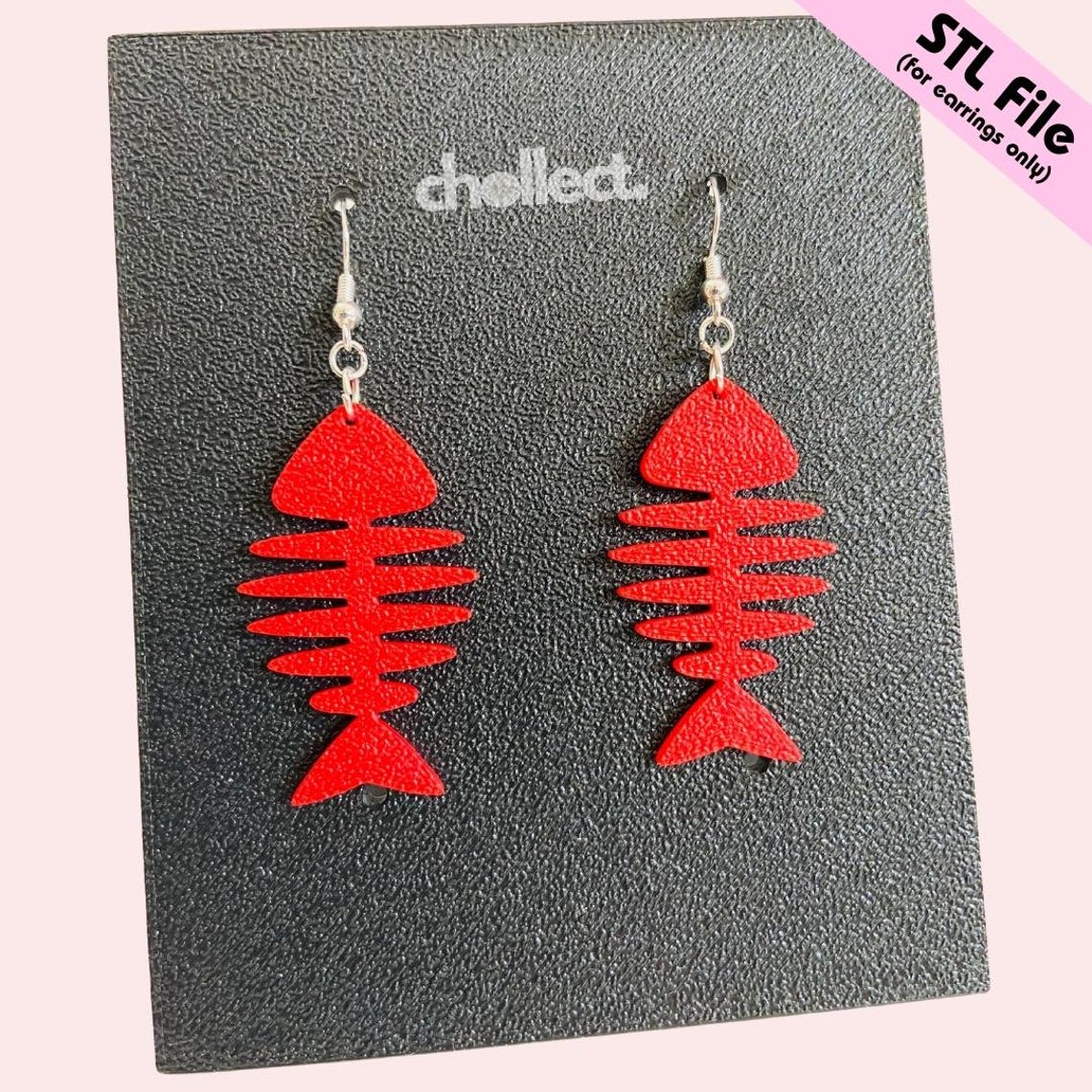 Fishbone Earrings STL File: 3D Print Dangle Earring Design (digital ...