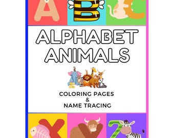 Animal Alphabet Coloring Pages. Instant Download. Fun, Educational ...