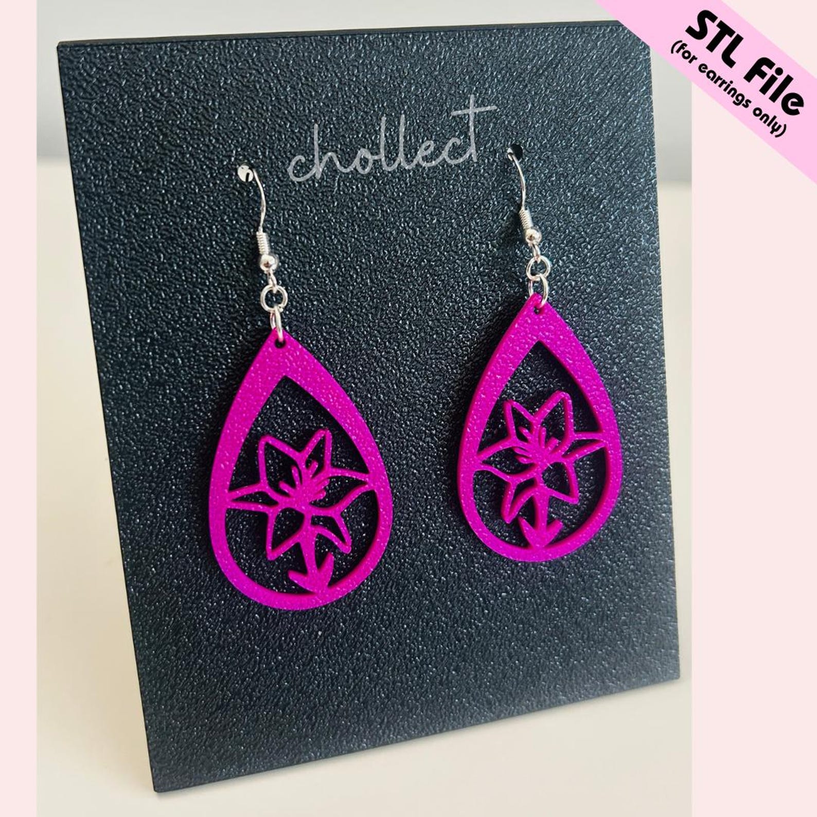Intricate Floral Earrings STL File: 3D Print Dangle Earring Design ...
