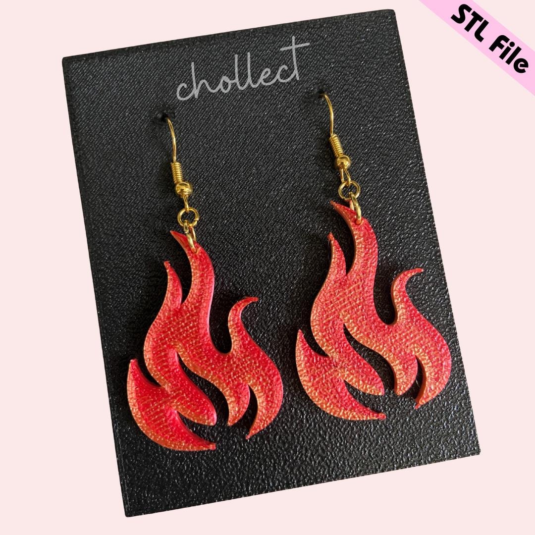 Flaming Earrings STL File for 3D Printing – Unique Digital Download ...