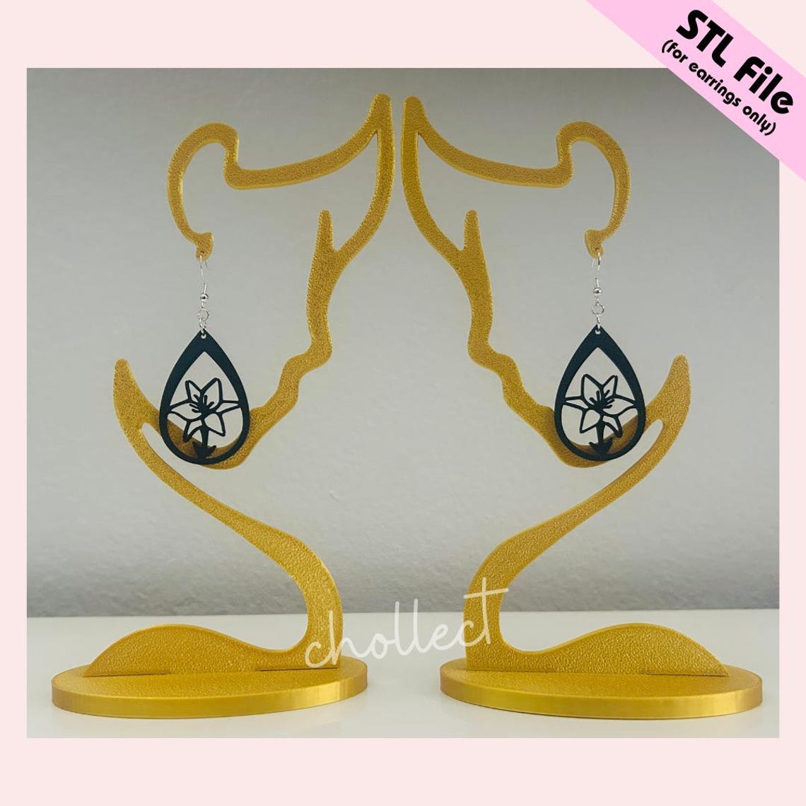 Intricate Floral Earrings STL File: 3D Print Dangle Earring Design ...