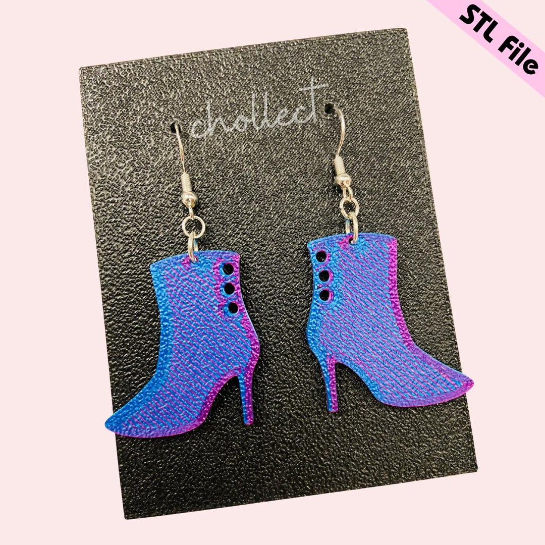 Stiletto Boot Earrings STL File for 3D Printing Unique Digital Download ...