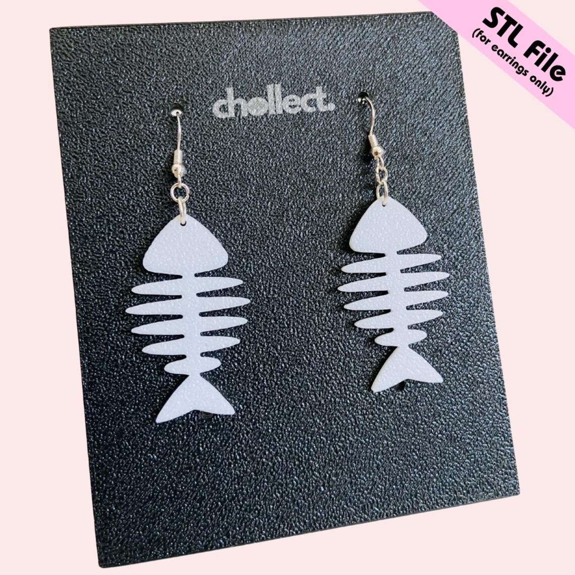 Fishbone Earrings STL File: 3D Print Dangle Earring Design (digital ...
