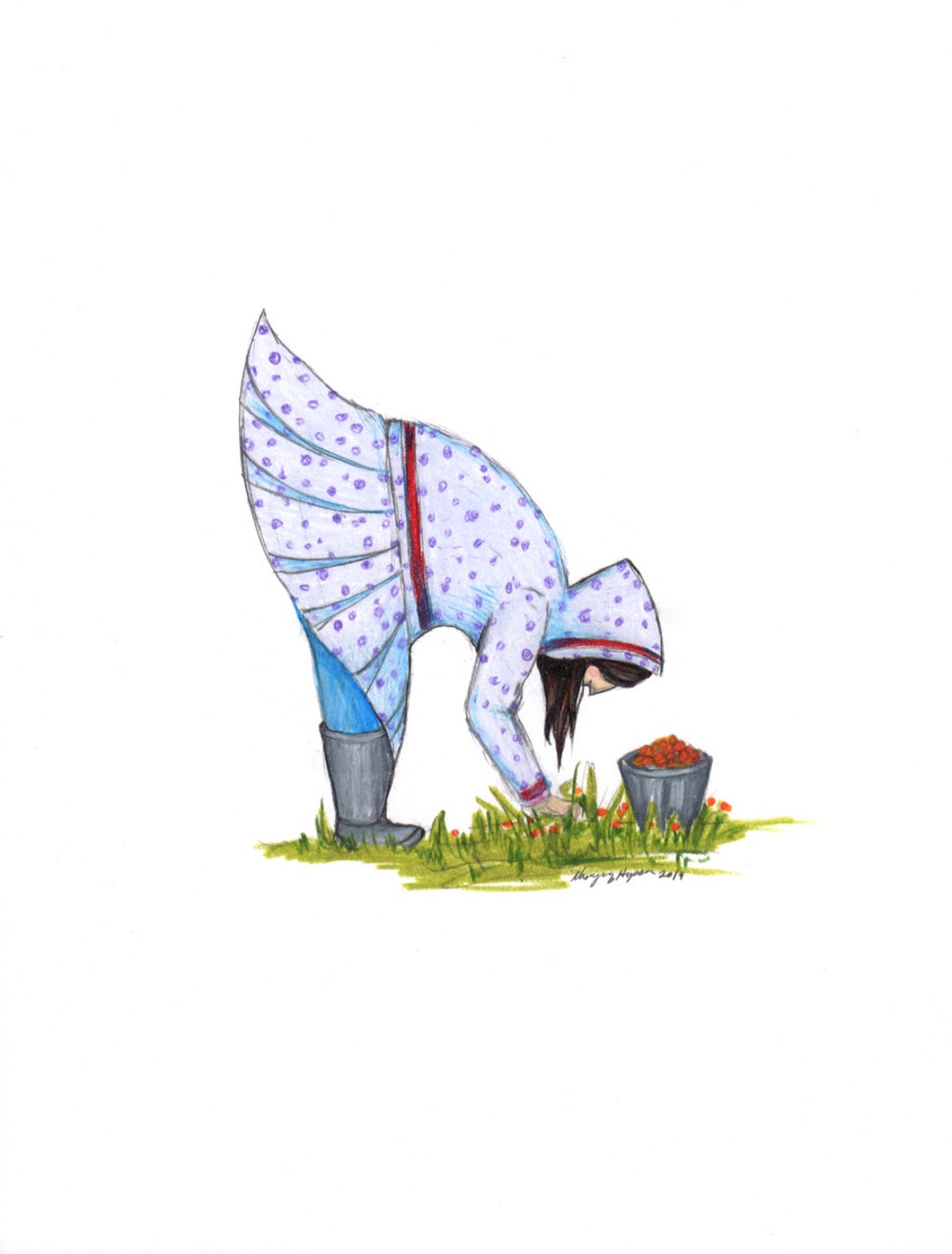 Berry Picker - Alaska Native Inupiaq Drawing - Etsy