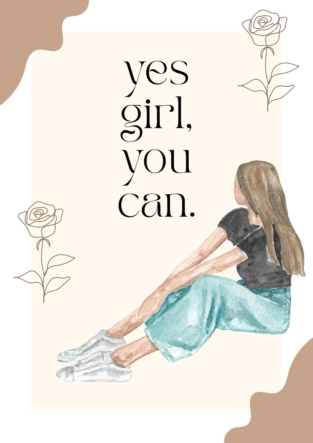 Yes Girl, You Can – Motivational Poster for Strong Women - Etsy