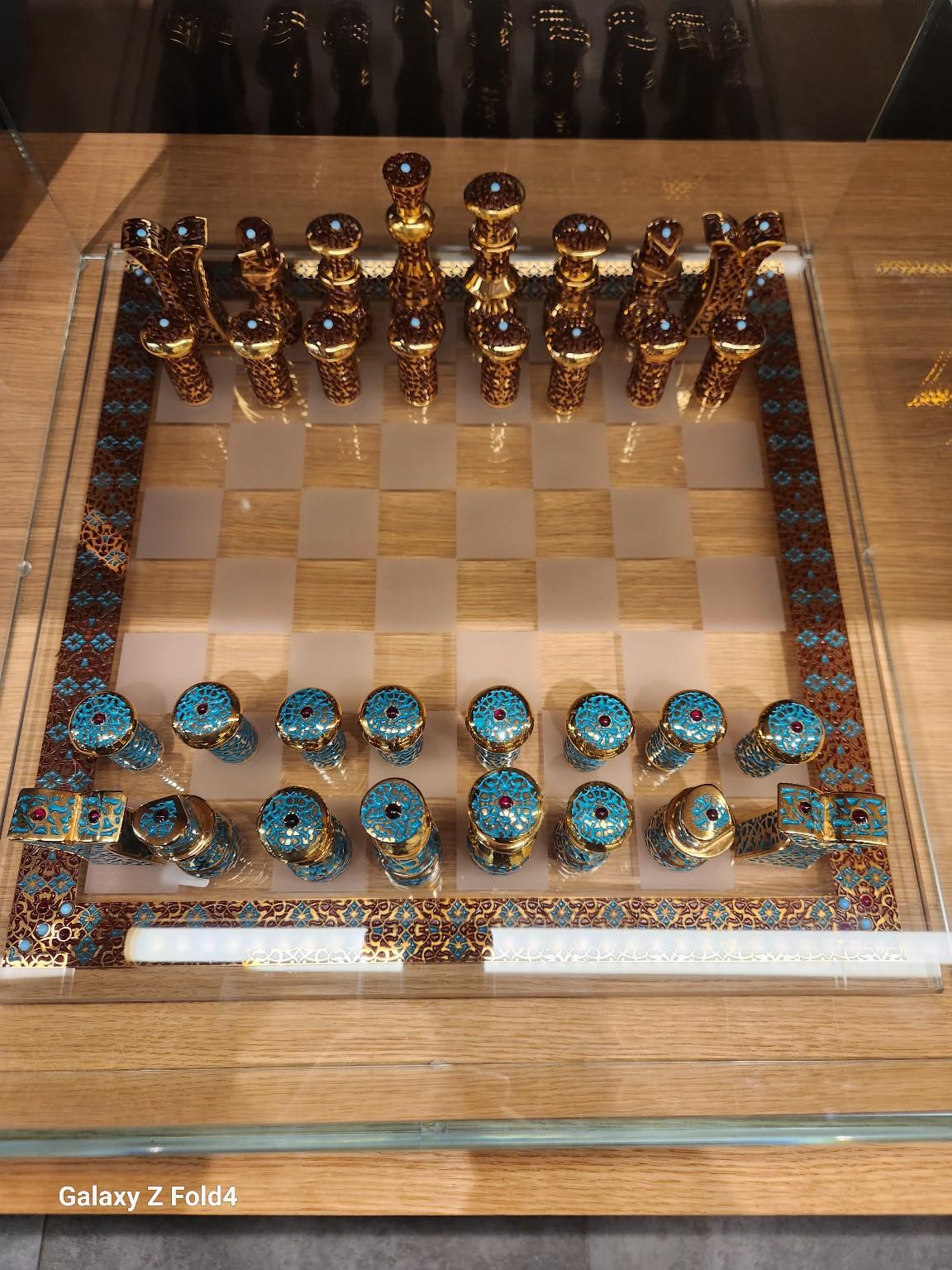 Handmade Ottoman Chess Set – Luxury Glass & Gold Gilded Collectible ...