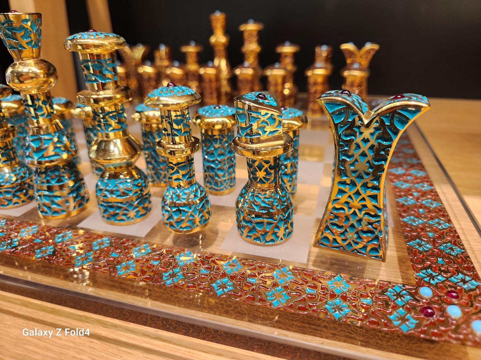 Handmade Ottoman Chess Set – Luxury Glass & Gold Gilded Collectible ...