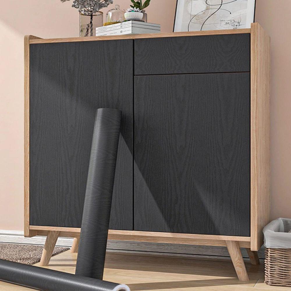 Black Wood Home Decor Furniture Wallpaper, Waterproof Wall Sticker ...