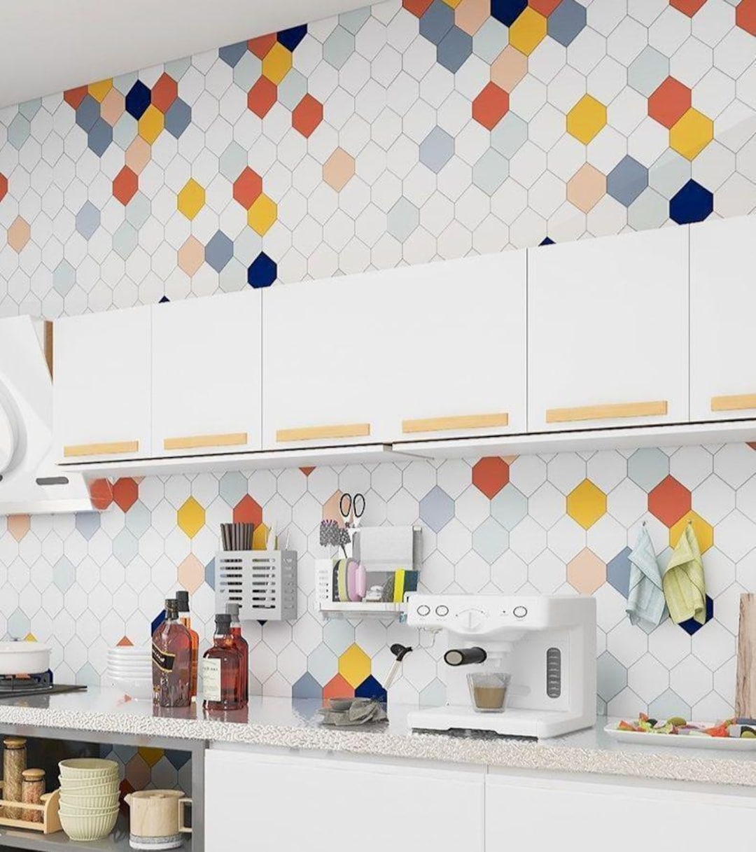 Colorful Removable Wallpaper, Kitchen Wall Art, Furniture Sticker ...