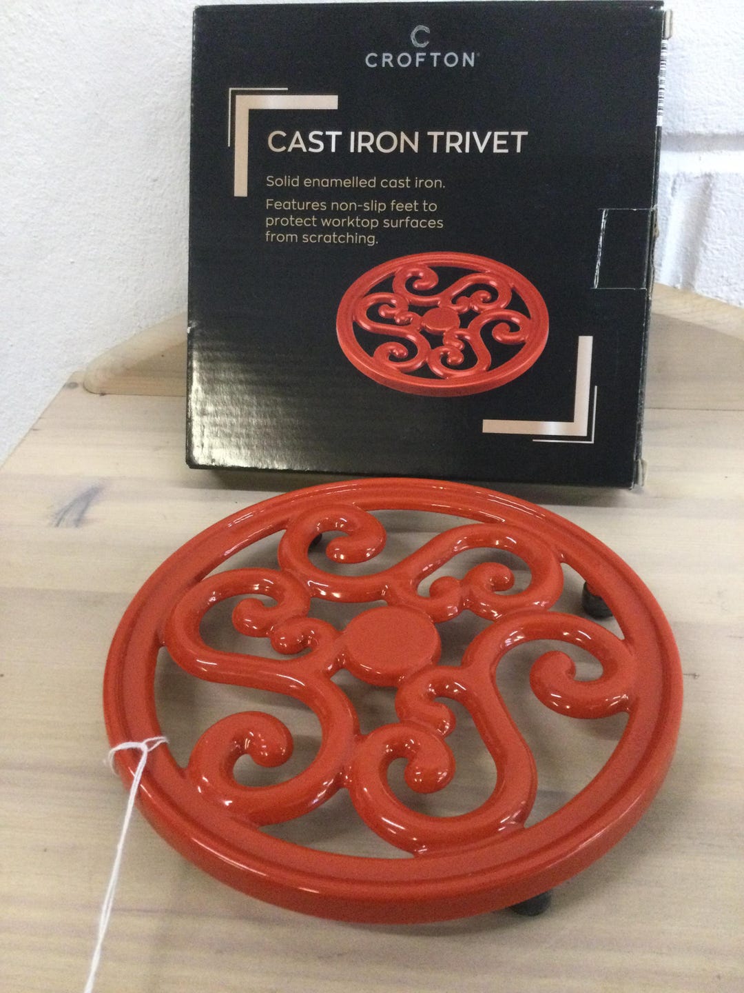 Crofton Red Round Enamel and Cast Iron Trivet in Box - Etsy