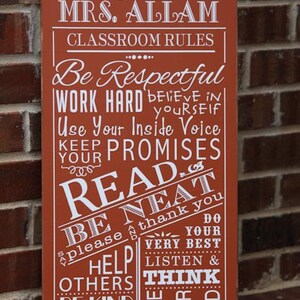 Classroom Rules Personalized Teacher Gift School Rules Typography ...