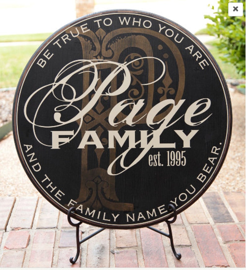 24 Round Established Family Name & Initial Sign - Etsy