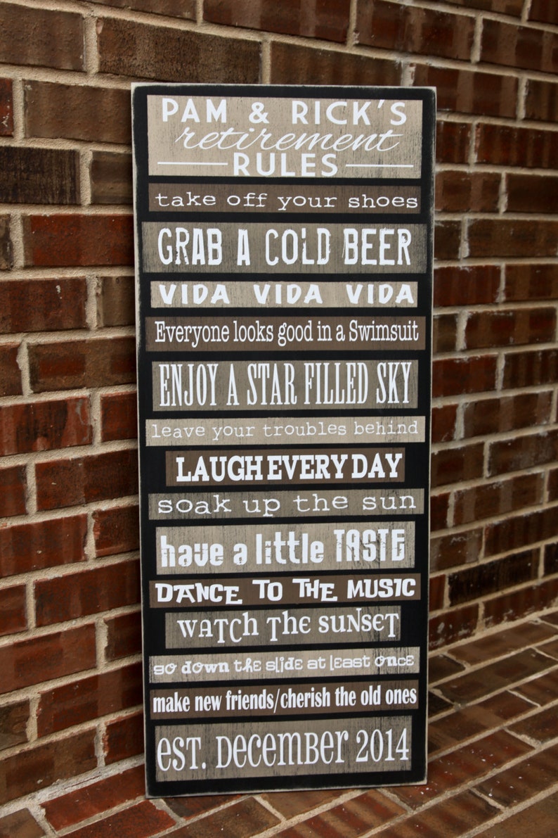 Retirement Gift Retirement Rules Subway Art Signage Custom - Etsy