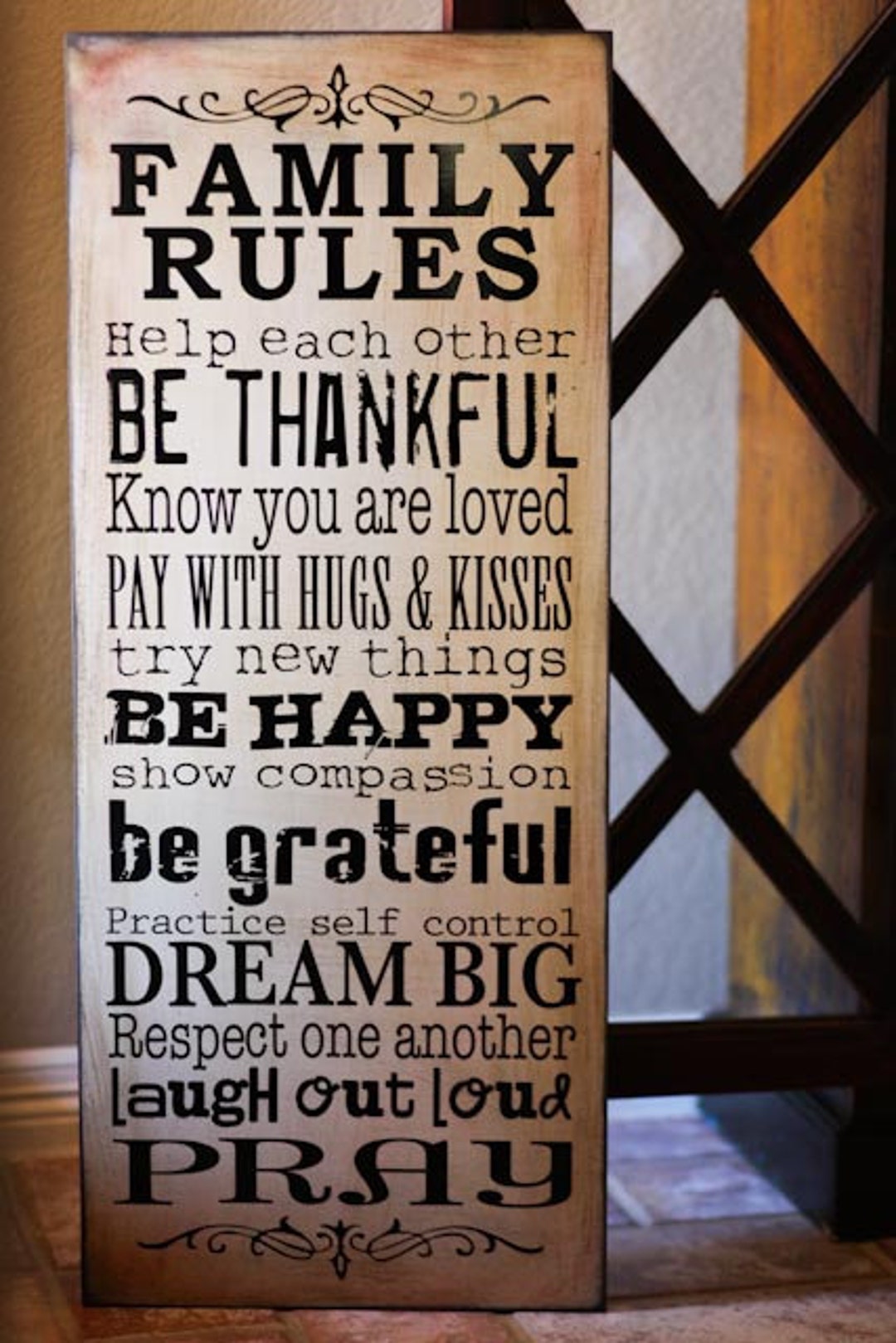 Family Rules Sign 15x36 Handmade, Personalized Rules to Display in Your ...