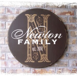 18 Round Personalized Established Family Name Sign Vintage Surname ...