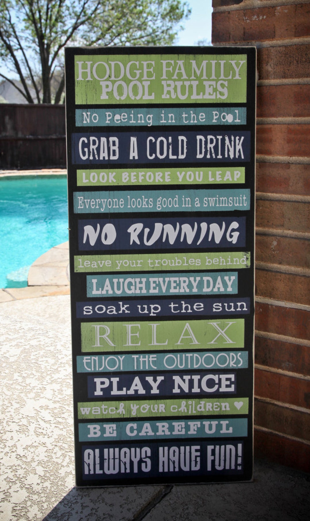 Pool Rules, Family Rules, Beach House, Cabin, Boat, School Rules, 16x36 ...