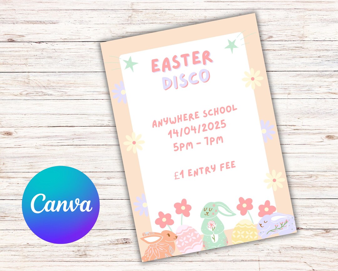 Easter Disco Poster Template, Editable Easter Disco Poster, Printable ...
