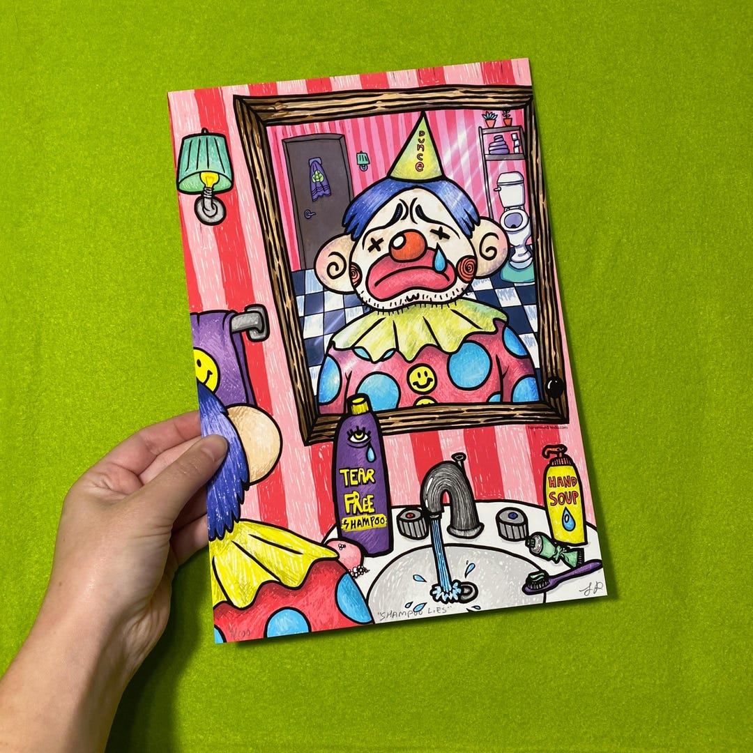 Shampoo Lies Digital Print | Sad Clown Self Reflection - Etsy