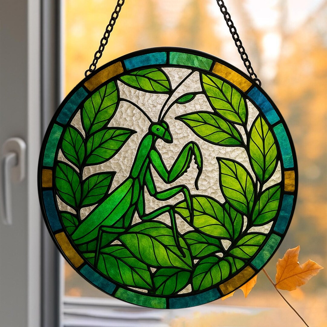 Praying Mantis Glass Suncatcher, Mantis Lover Decor, Mantis Suncatcher ...