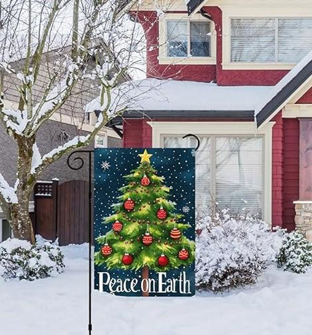 Christmas Garden Flag, Peace on Earth Christmas Tree Flag, FDT ...