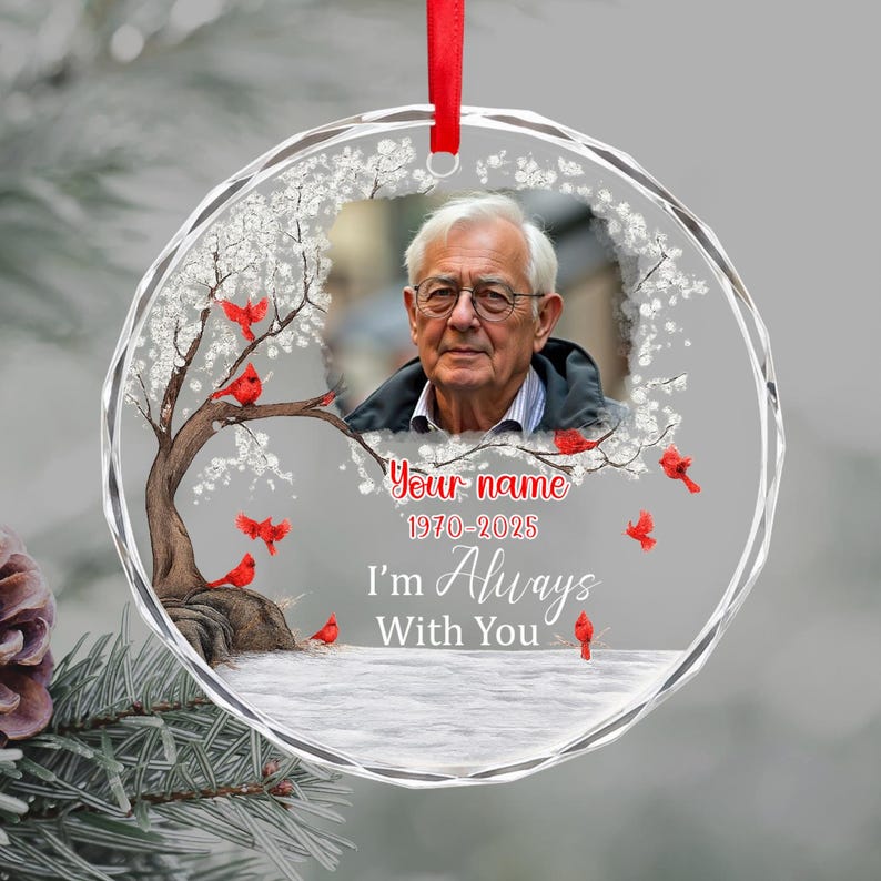 Personalized Memorial Glass Ornament – Custom Photo Christmas Keepsake ...