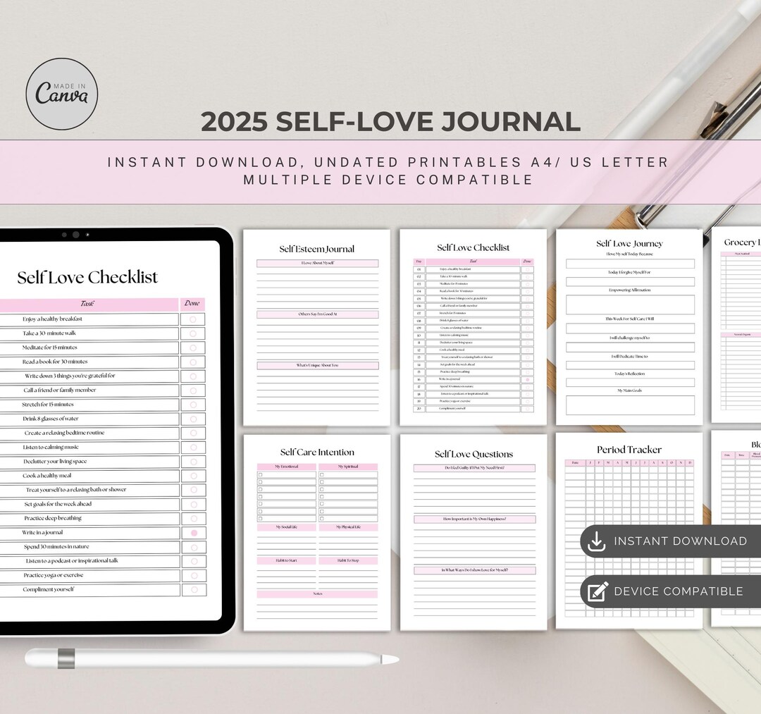 Self-love Planner | Self-care Journal | Printable Self-love Tracker ...