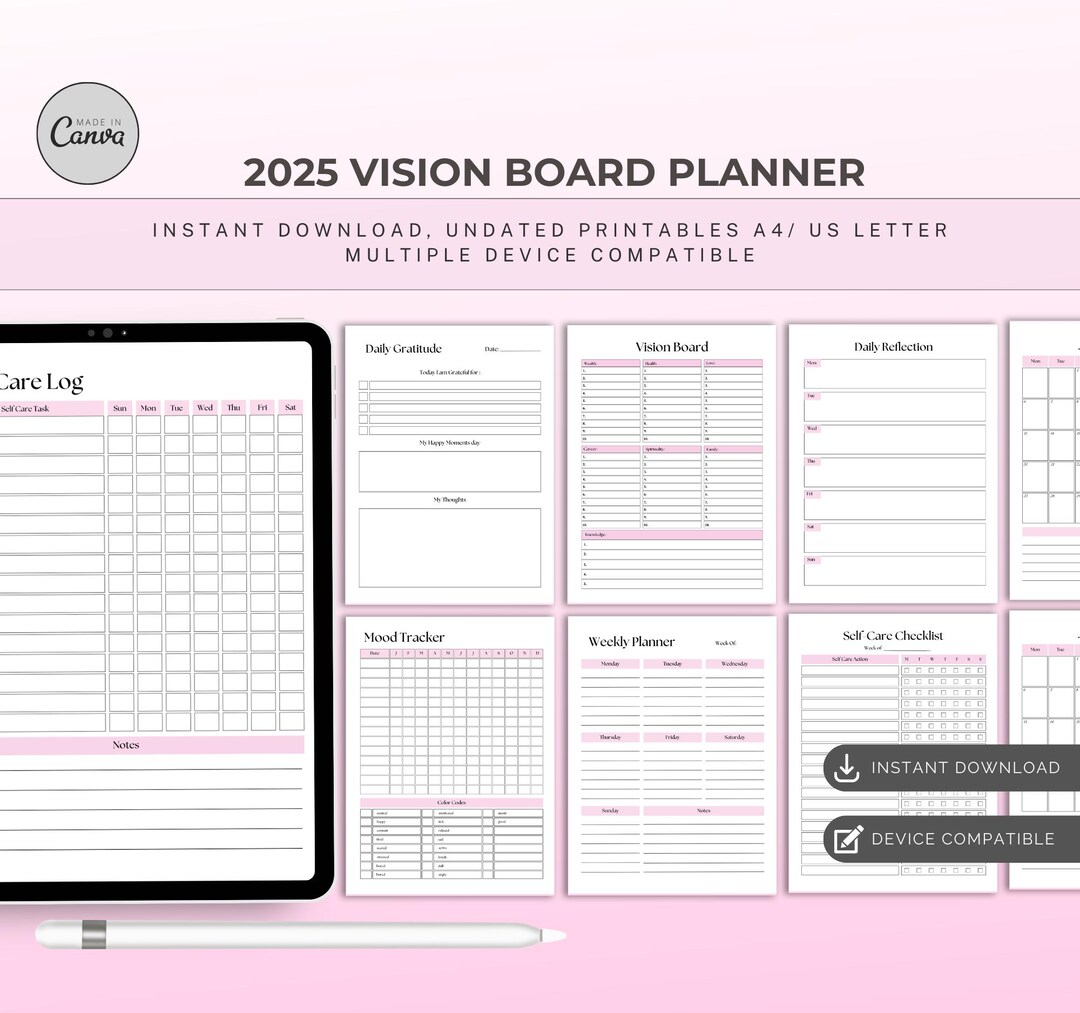 Vision Board Planner | Printable Goal Setting Planner | Manifestation ...