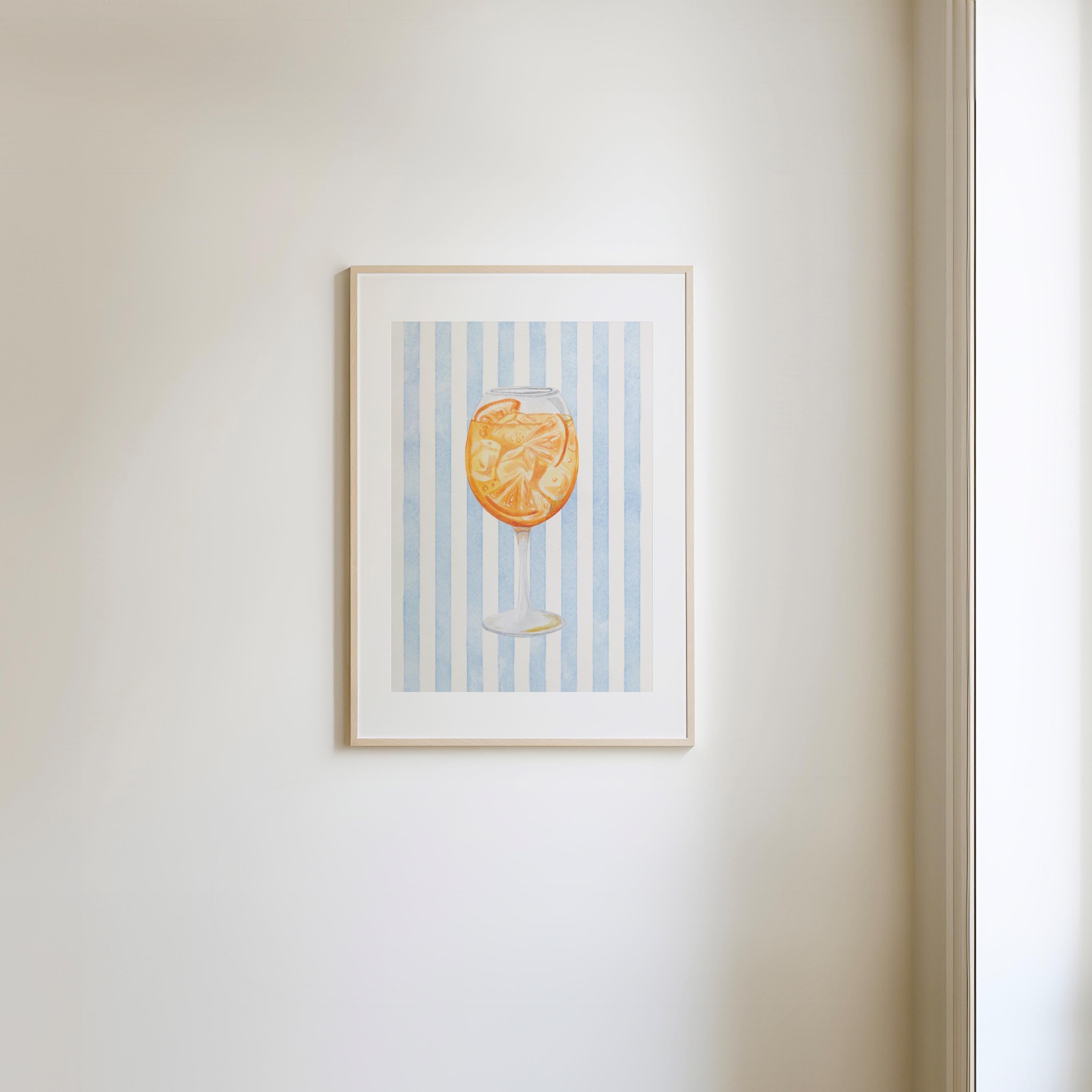 Aperol Spritz Wall Art (blue) - Pastel Cocktail Wall Art, Blue Aperol ...