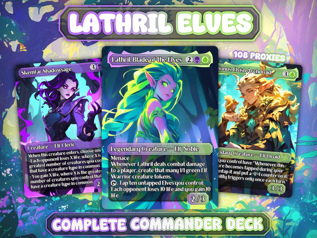 Lathril, Blade of the Elves Commander Proxy Deck, 100 Cards + Tokens ...