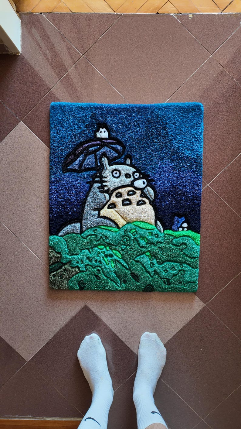 Handmade Totoro Tufted Rug: Anime Studio Ghibli Decor - Etsy